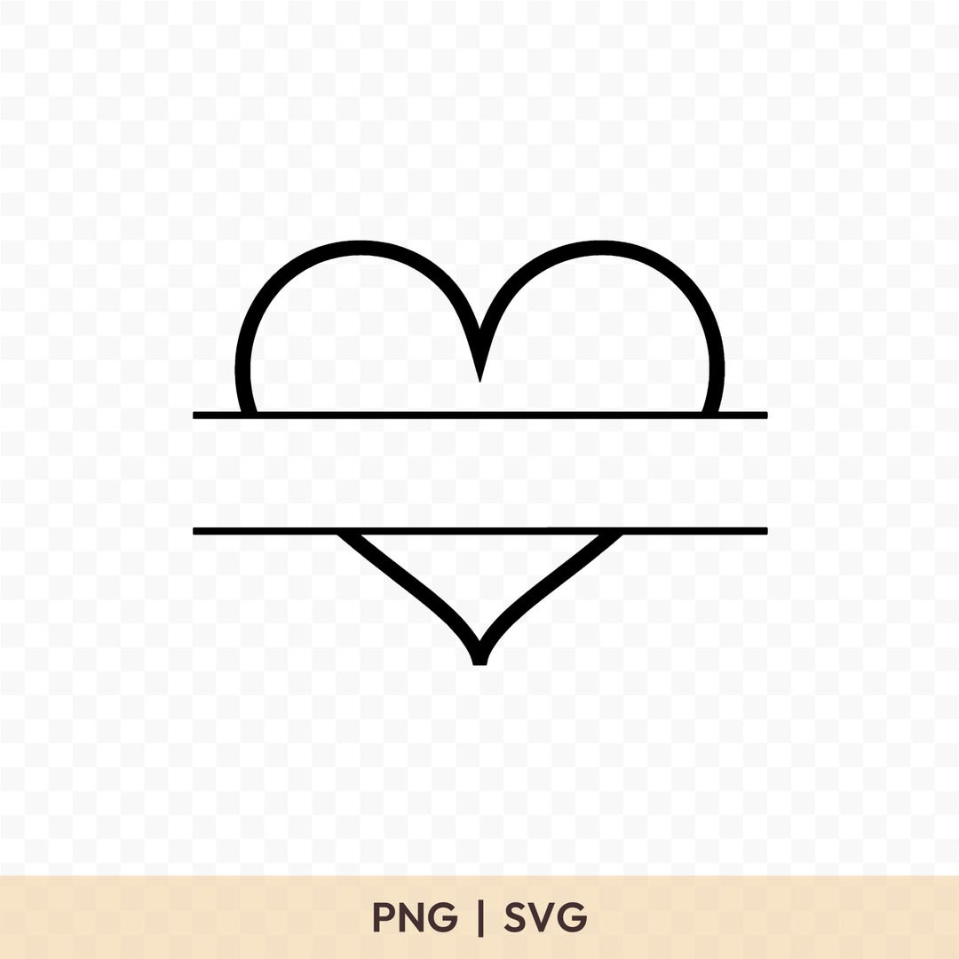 Heart Outline Split Monogram SVG: Heart Cut File for Cricut, Heart ...