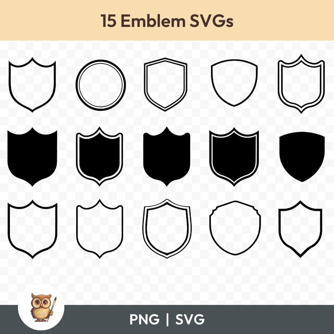 Emblem SVG Bundle, Emblem Clipart, 15 Emblem Cut Files for Cricut, PNG ...