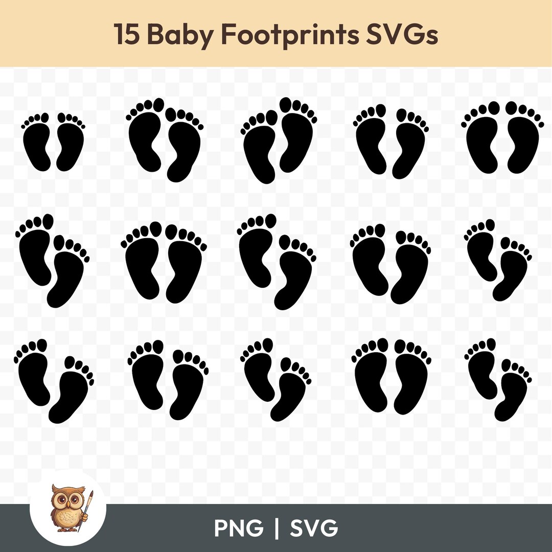 Baby Footprints SVG Bundle, Baby Footprint Clipart, 15 Footprints Cut ...
