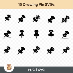Drawing Pin SVG Bundle, Drawing Pin Clipart, 15 Pin Cut Files for ...