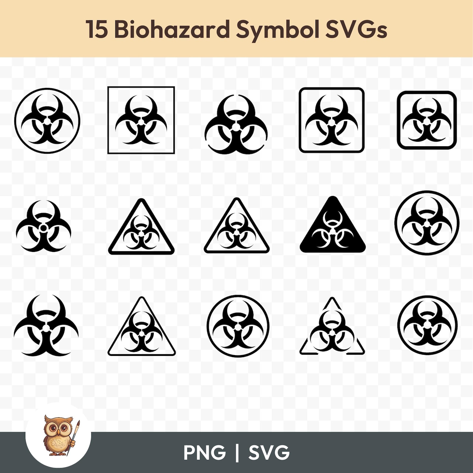 Biohazard Symbol SVG Bundle, Biohazard Symbol Clipart, 15 Biohazard Cut ...
