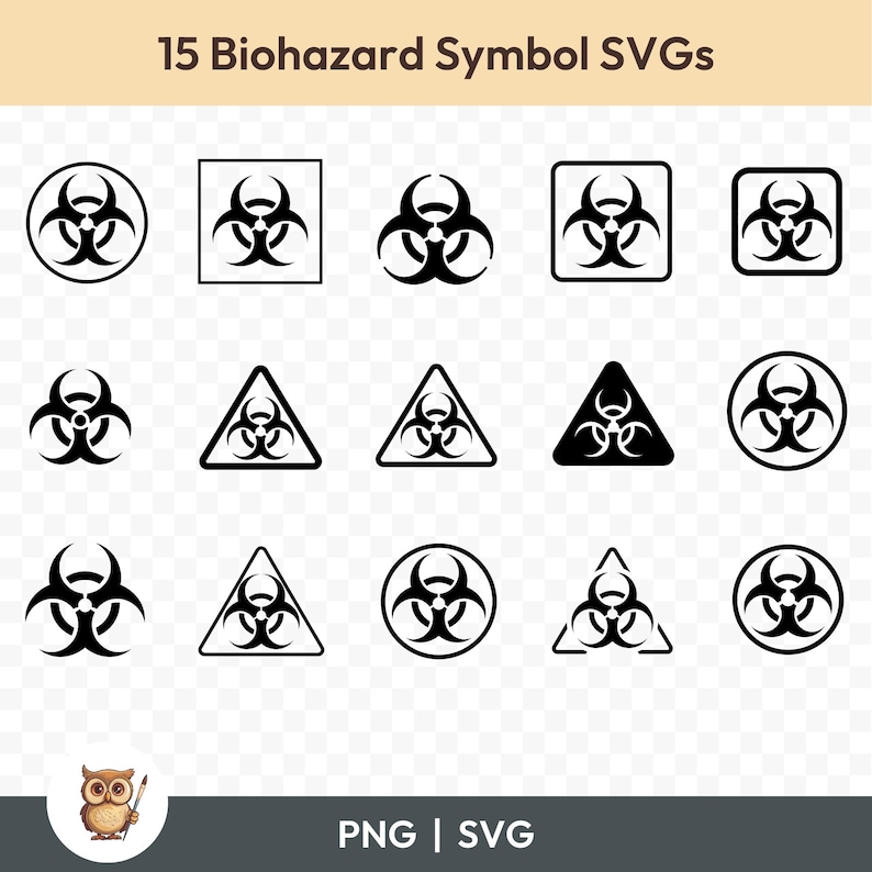 Biohazard Symbol SVG Bundle, Biohazard Symbol Clipart, 15 Biohazard Cut ...