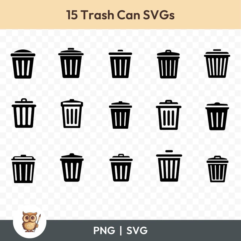 Trash Can SVG Bundle, Trash Can Clipart, 15 Trash Cut Files for Cricut ...