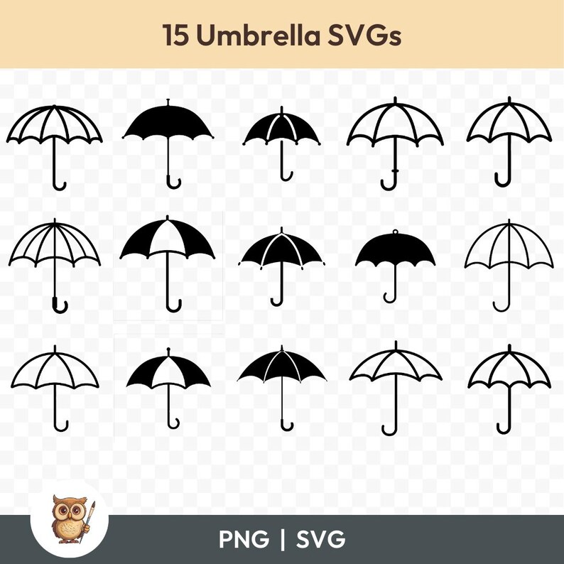 Umbrella SVG Bundle, Umbrella Clipart, 15 Umbrella Cut Files for Cricut ...