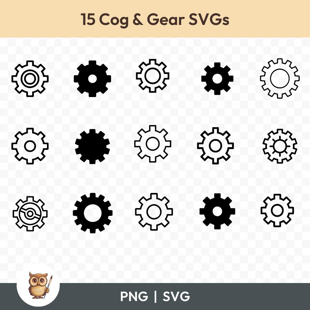 Cog and Gear SVG Bundle, Cogs and Gears Clipart, 15 Cog and Gear Cut ...