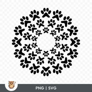 Dog Paw Frame SVG Bundle, Dog Paw Clipart, 15 Dog Paw Circle Frame Cut ...