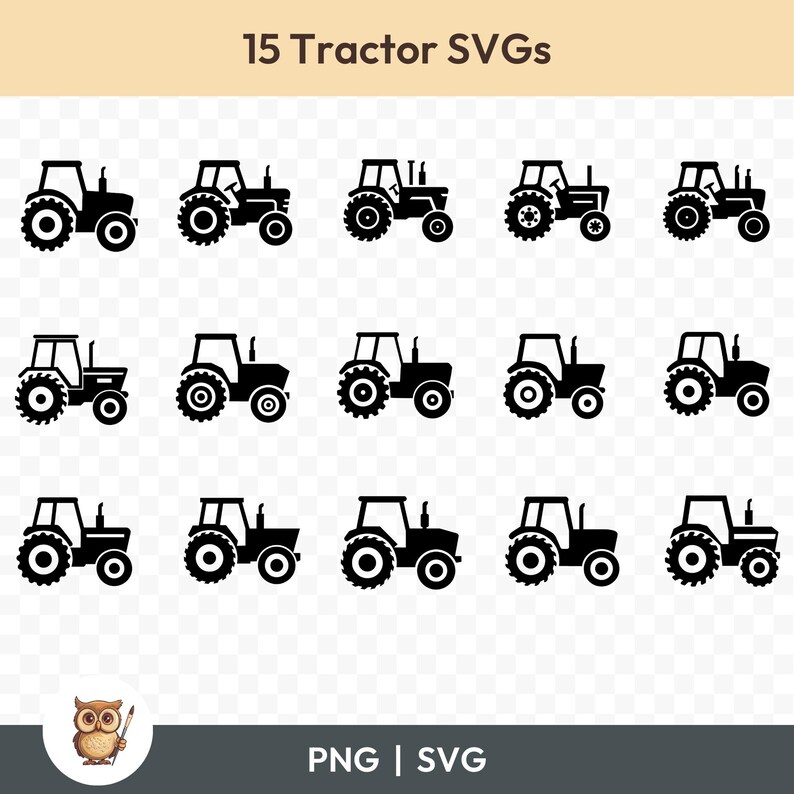 Tractor SVG Bundle, Tractor Icon Clipart, 15 Tractor Cut Files for ...