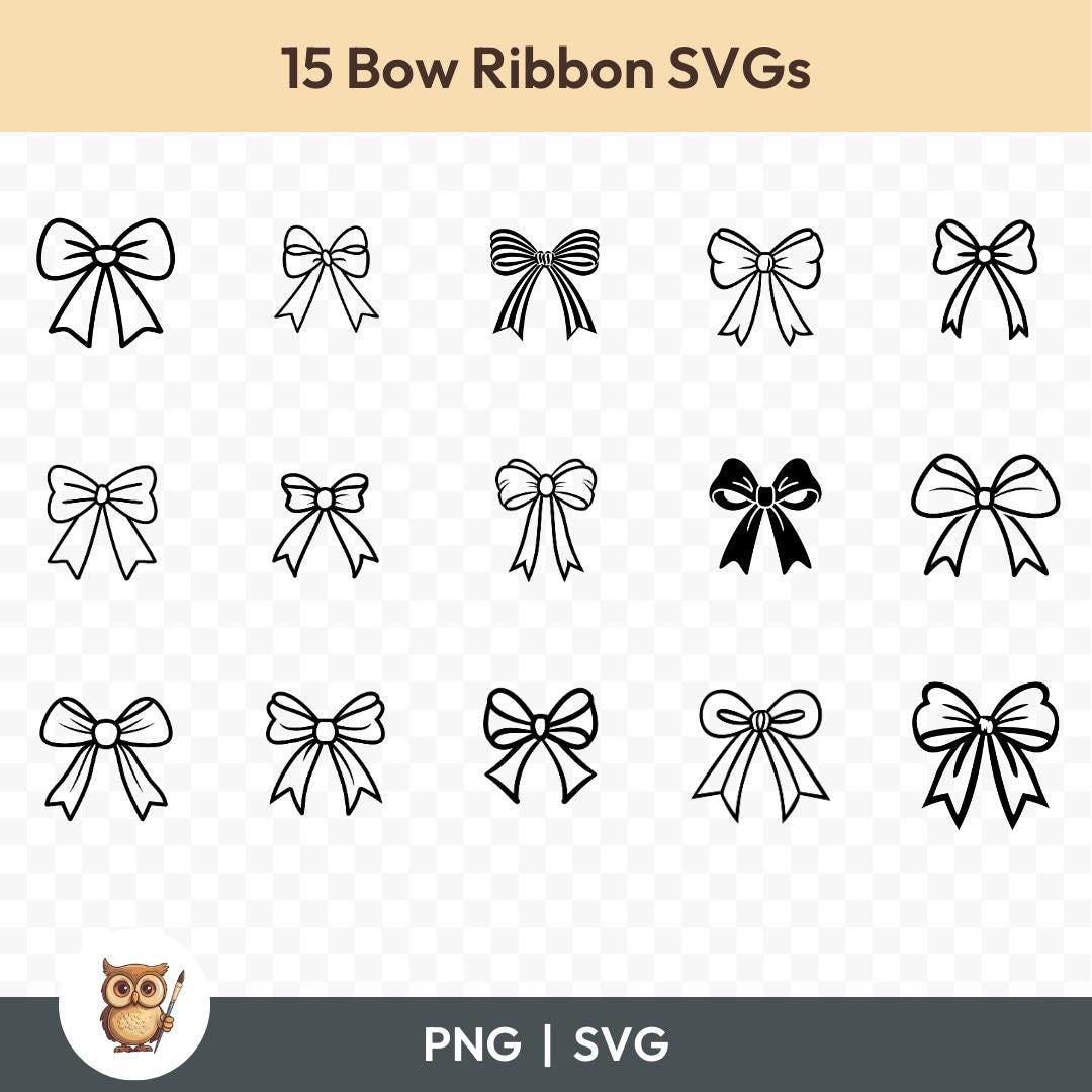 Bow and Ribbon SVG Bundle, Bows and Ribbons Clipart, 15 Bow and Ribbon ...