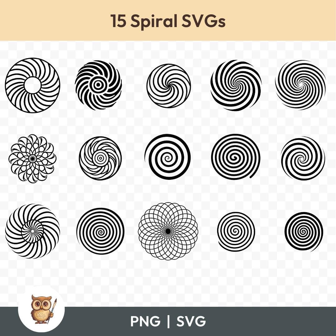Spiral SVG Bundle, Spiral Clipart, 15 Spiral Cut Files for Cricut, PNG ...