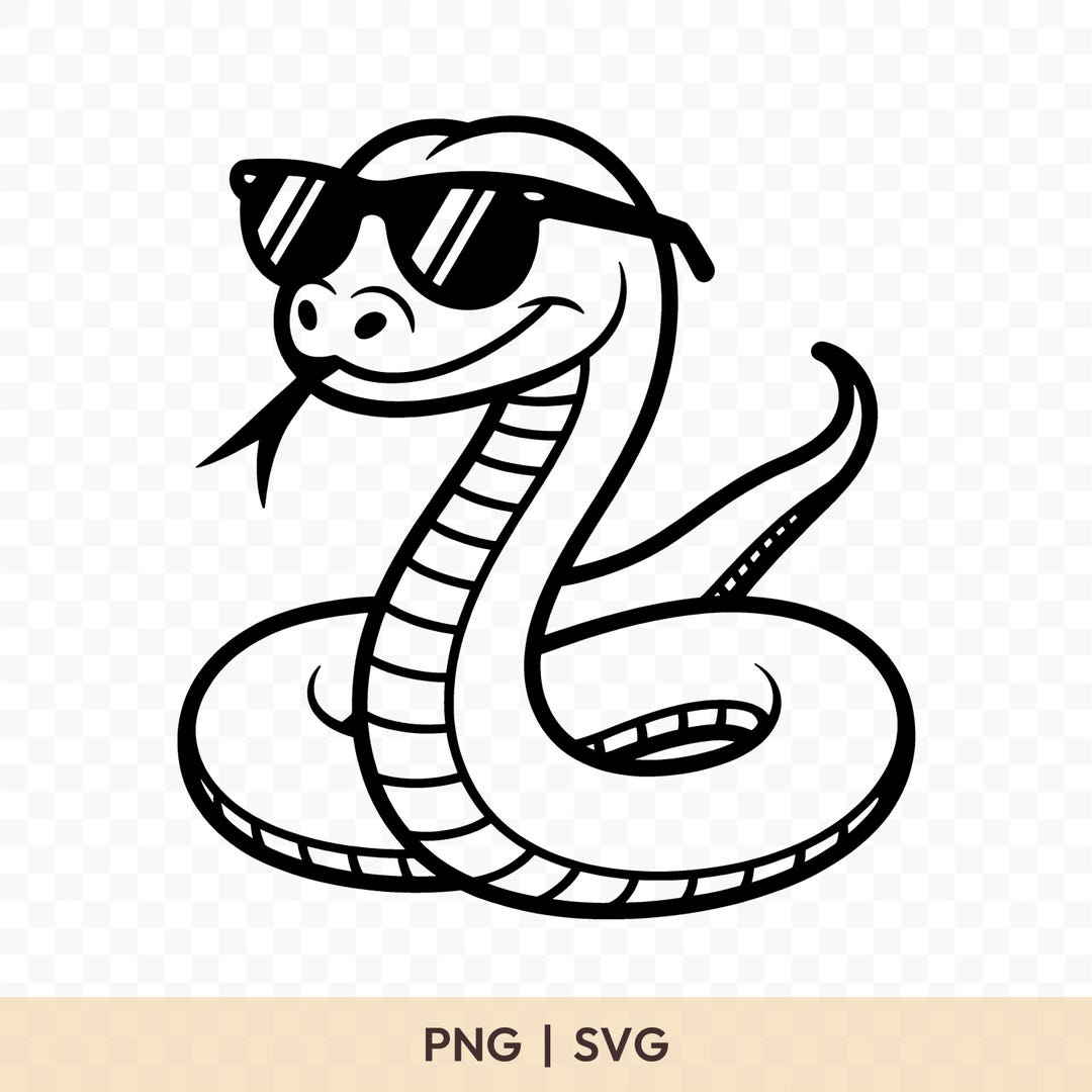 Snake Wearing Sunglasses SVG: Snake Cut File for Cricut, Cool Snake SVG ...