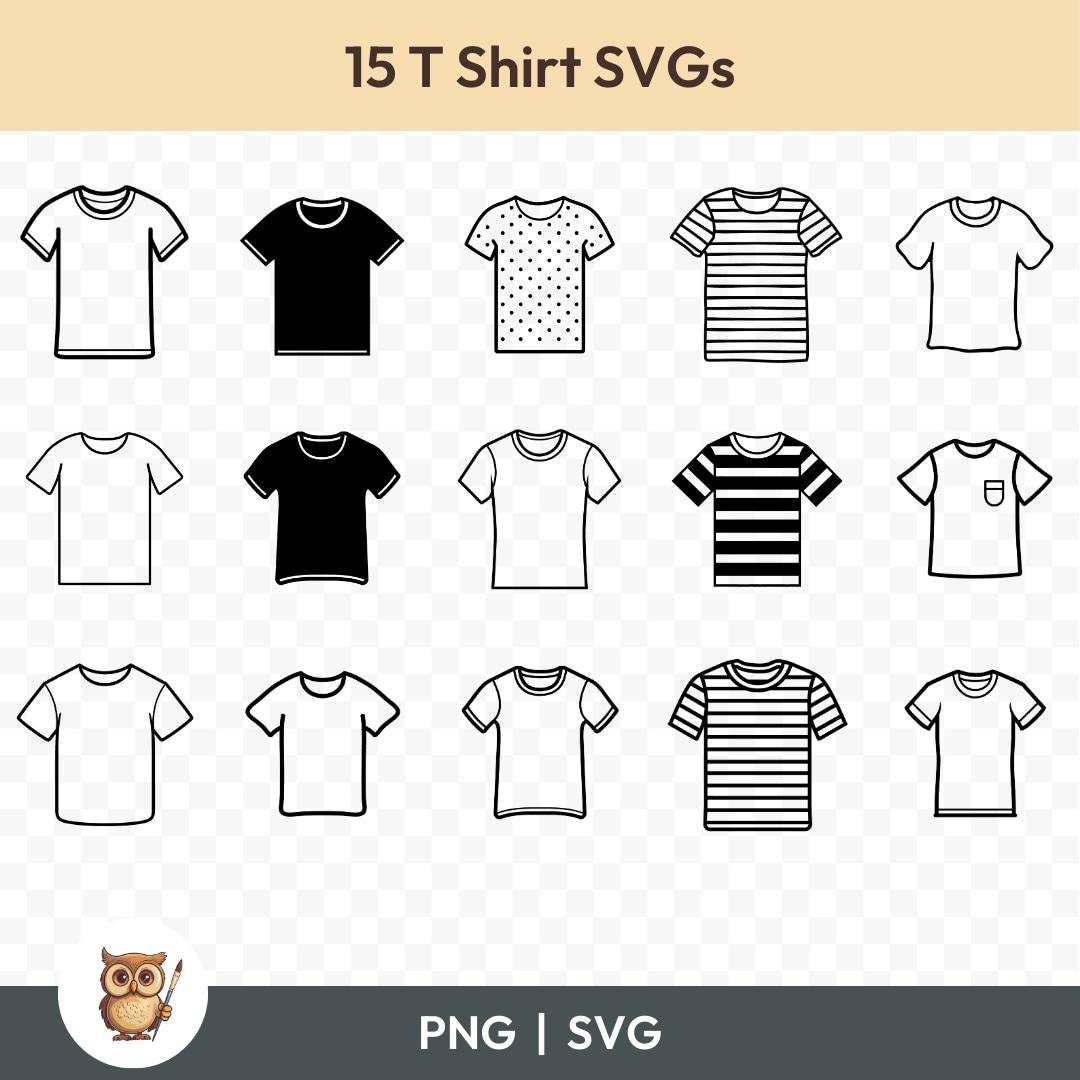 T Shirt SVG Bundle, Tee Shirt Clipart, 15 T Shirt Cut Files for Cricut ...