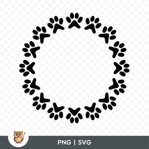 Dog Paw Frame SVG Bundle, Dog Paw Clipart, 15 Dog Paw Circle Frame Cut ...