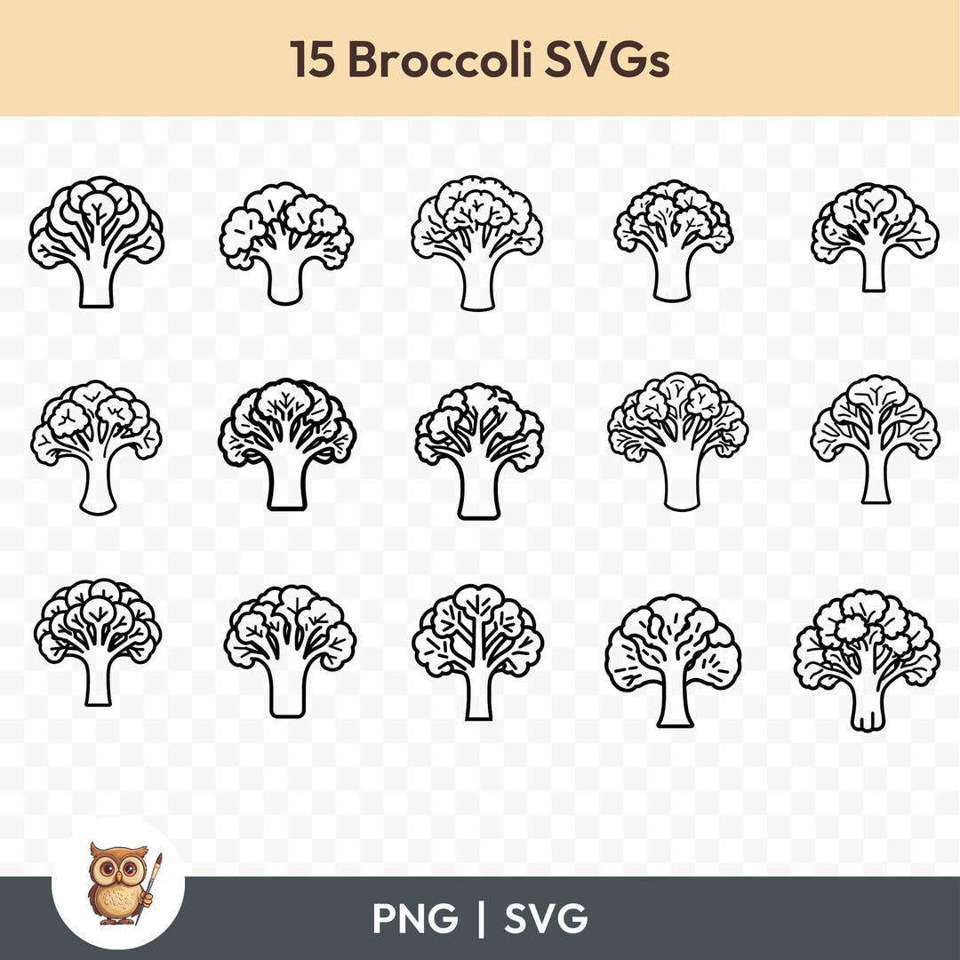 Broccoli SVG Bundle, Broccoli Clipart, 15 Broccoli Cut Files for Cricut ...
