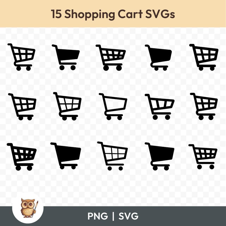 Shopping Cart SVG Bundle, Shopping Cart Clipart, 15 Cart Cut Files for ...