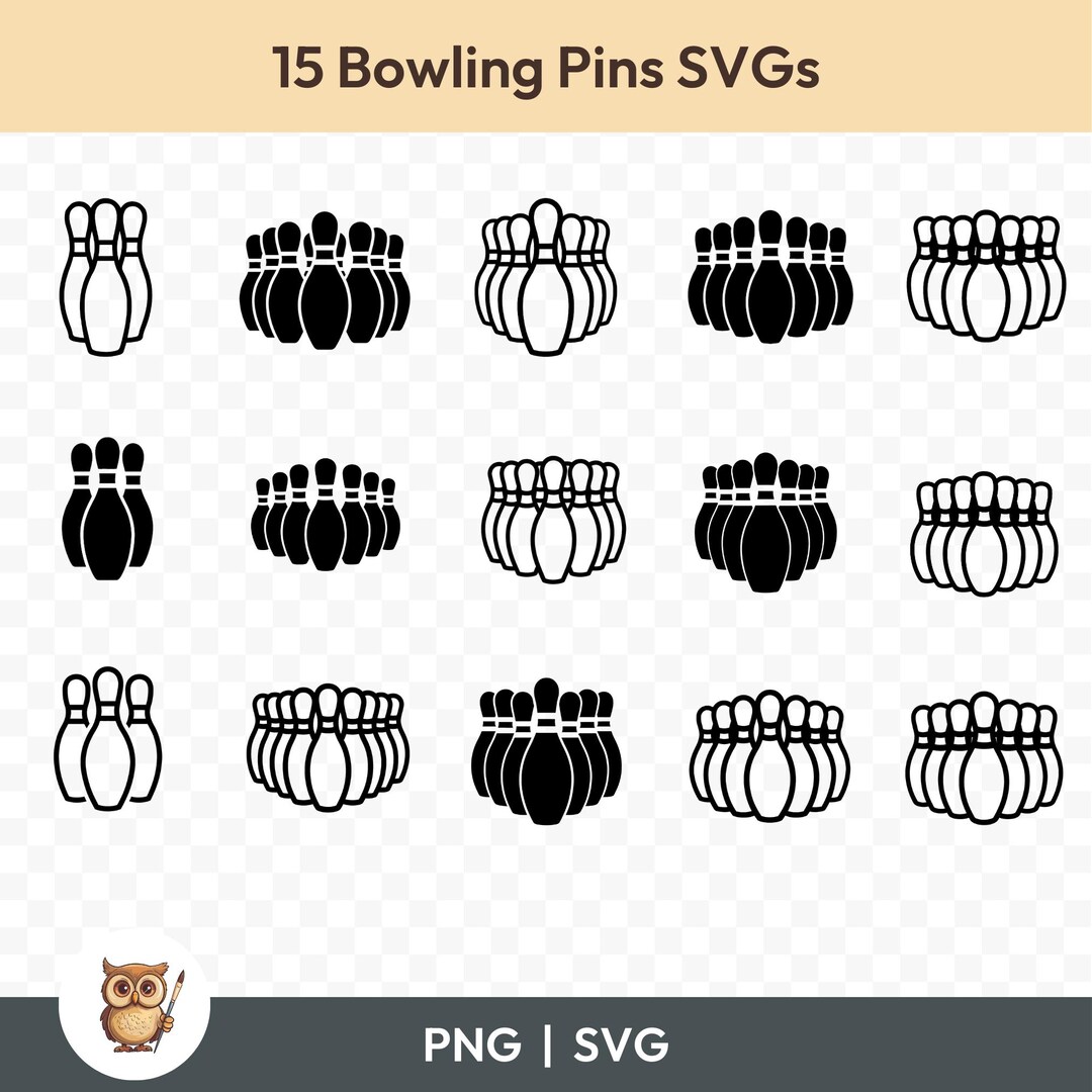 Bowling Pins SVG Bundle, Bowling Pins Clipart, 15 Bowling Pins Cut ...