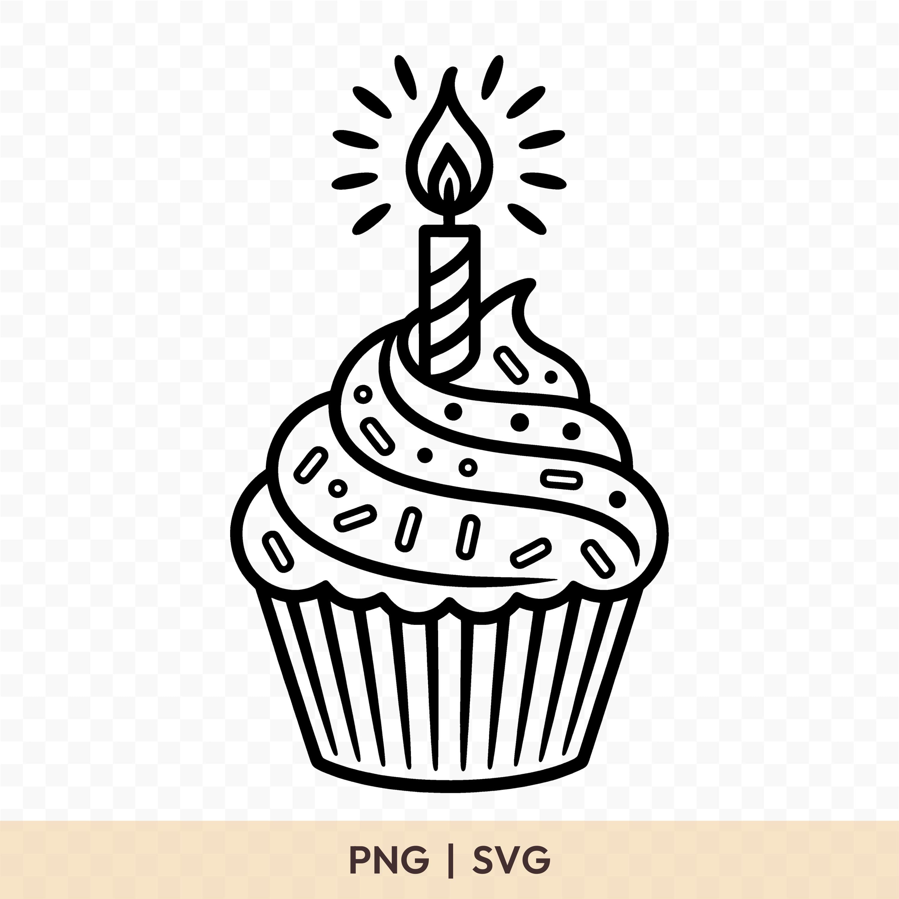 Birthday Cupcake SVG: Cut File for Cricut, Cupcake PNG, Digital ...