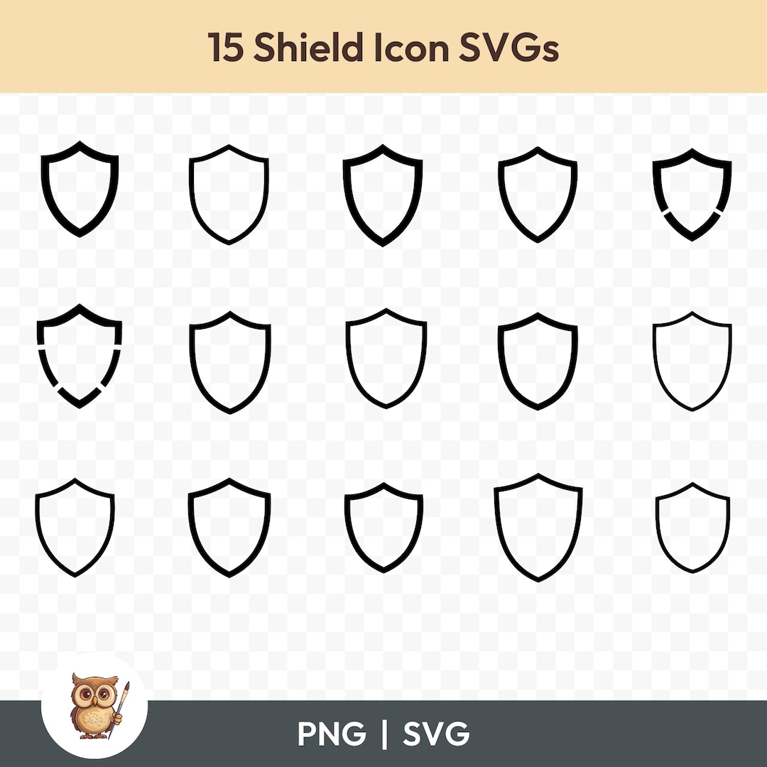 Shield Icon SVG Bundle, Shield Outline Clipart, 15 Simple Shield Icon ...