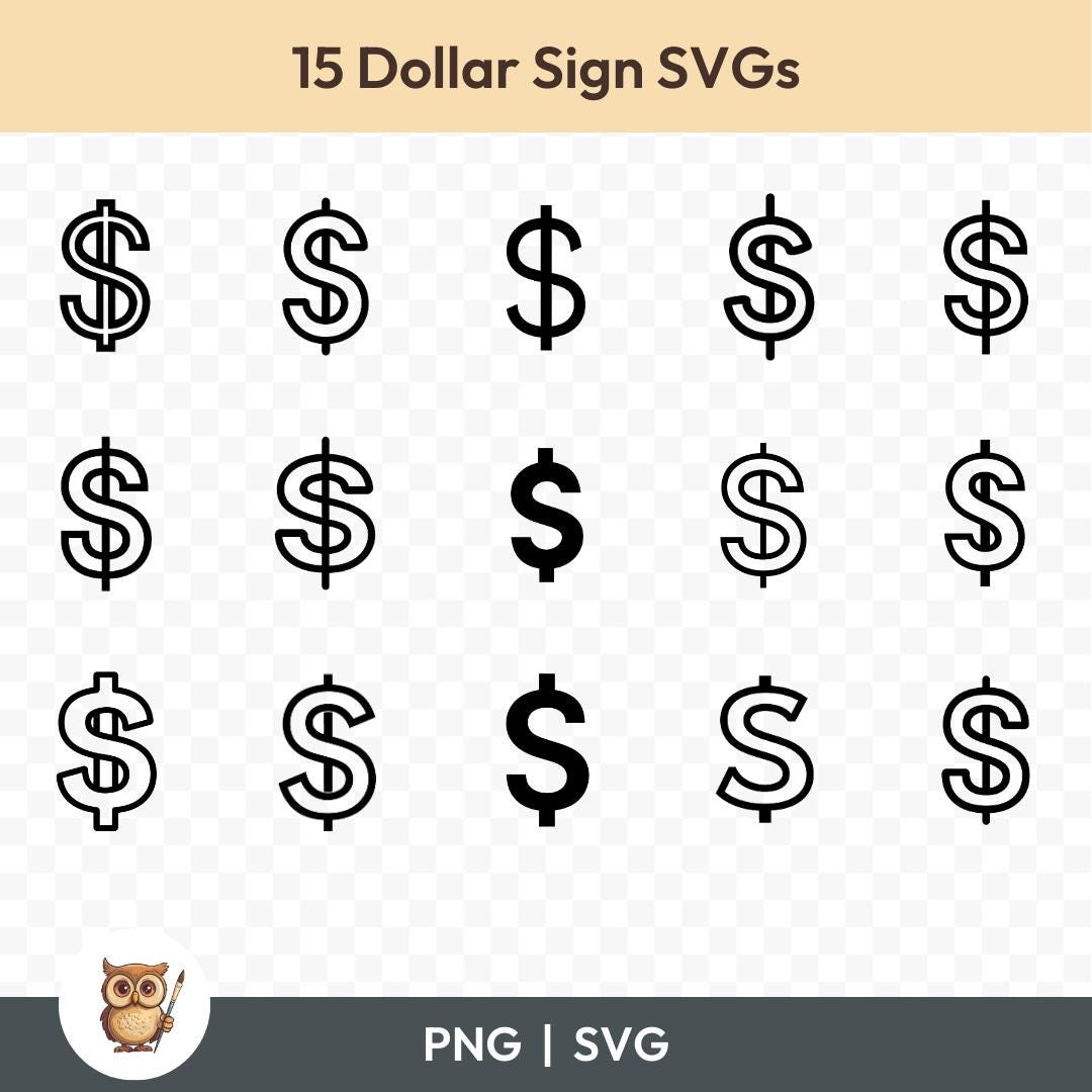 Dollar Sign SVG Bundle, Dollar Sign Clipart, 15 Dollar Sign Cut Files ...