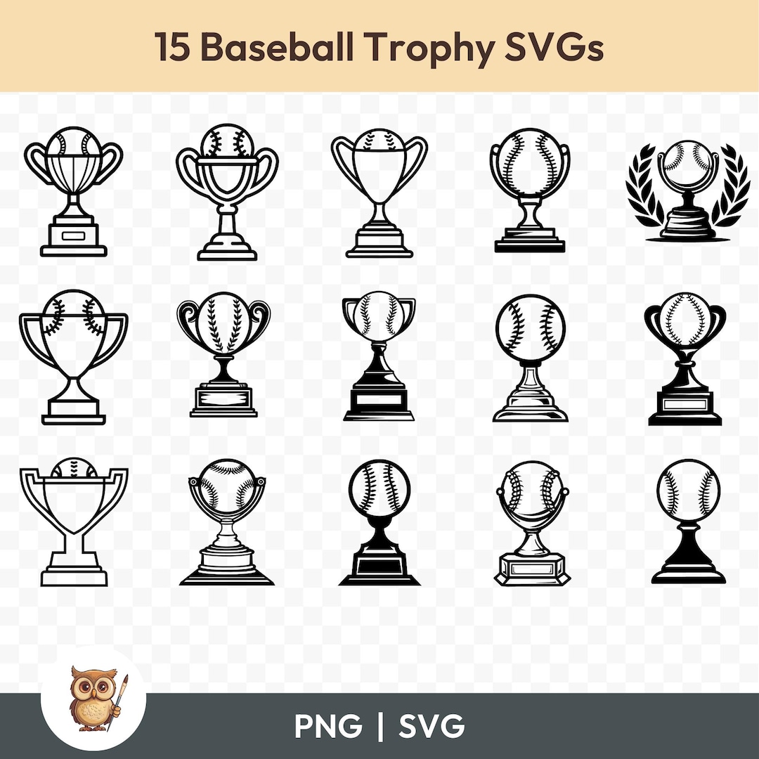 Baseball Trophy SVG Bundle, Baseball Trophy Clipart, 15 Baseball Trophy ...