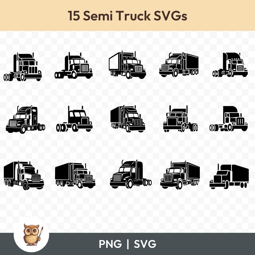 Semi Truck SVG Bundle, Semi Truck Clipart, 15 Semi Truck Cut Files for ...