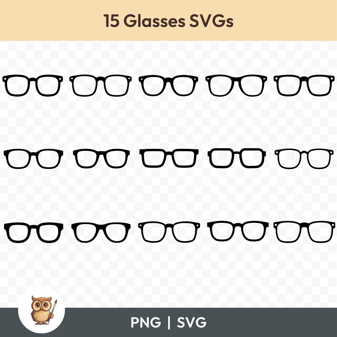Glasses SVG Bundle, Eye Glasses Clipart, 15 Pair of Glasses Cut Files ...