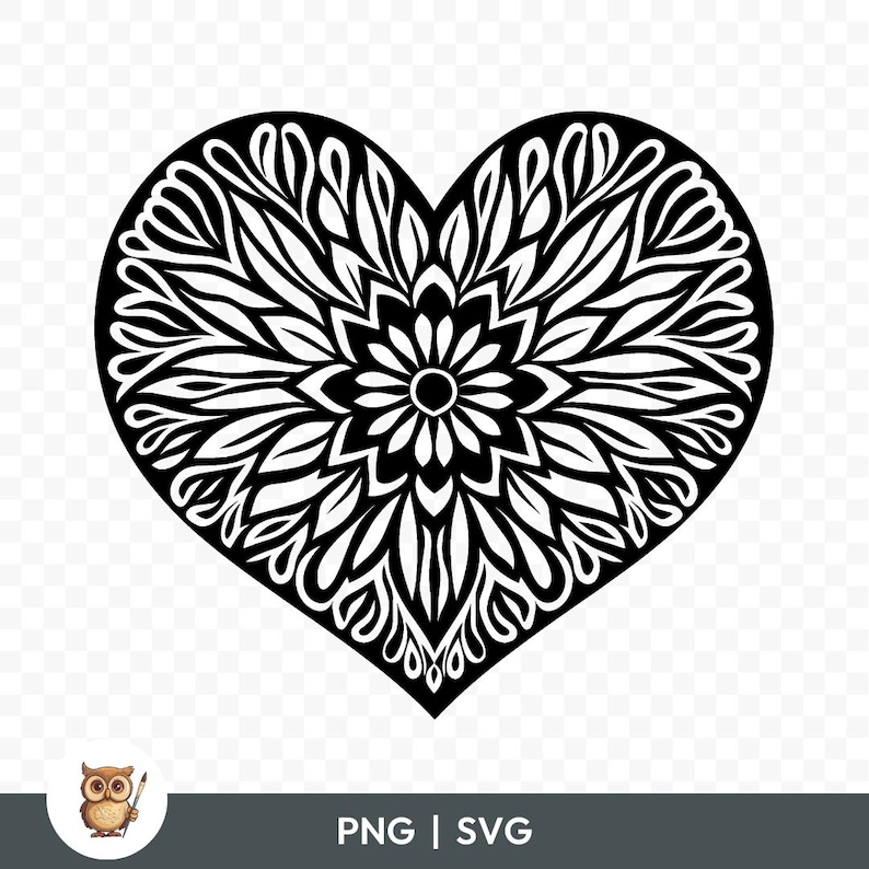Heart Mandala SVG Bundle, Heart Mandalas Clipart, 15 Heart Mandala Cut ...