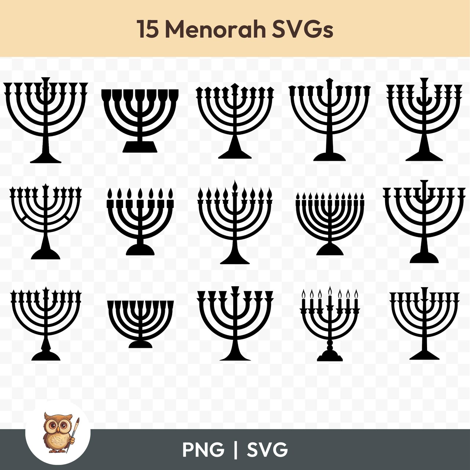 Menorah SVG Bundle, Menorah Clipart, 15 Menorah Cut Files for Cricut ...