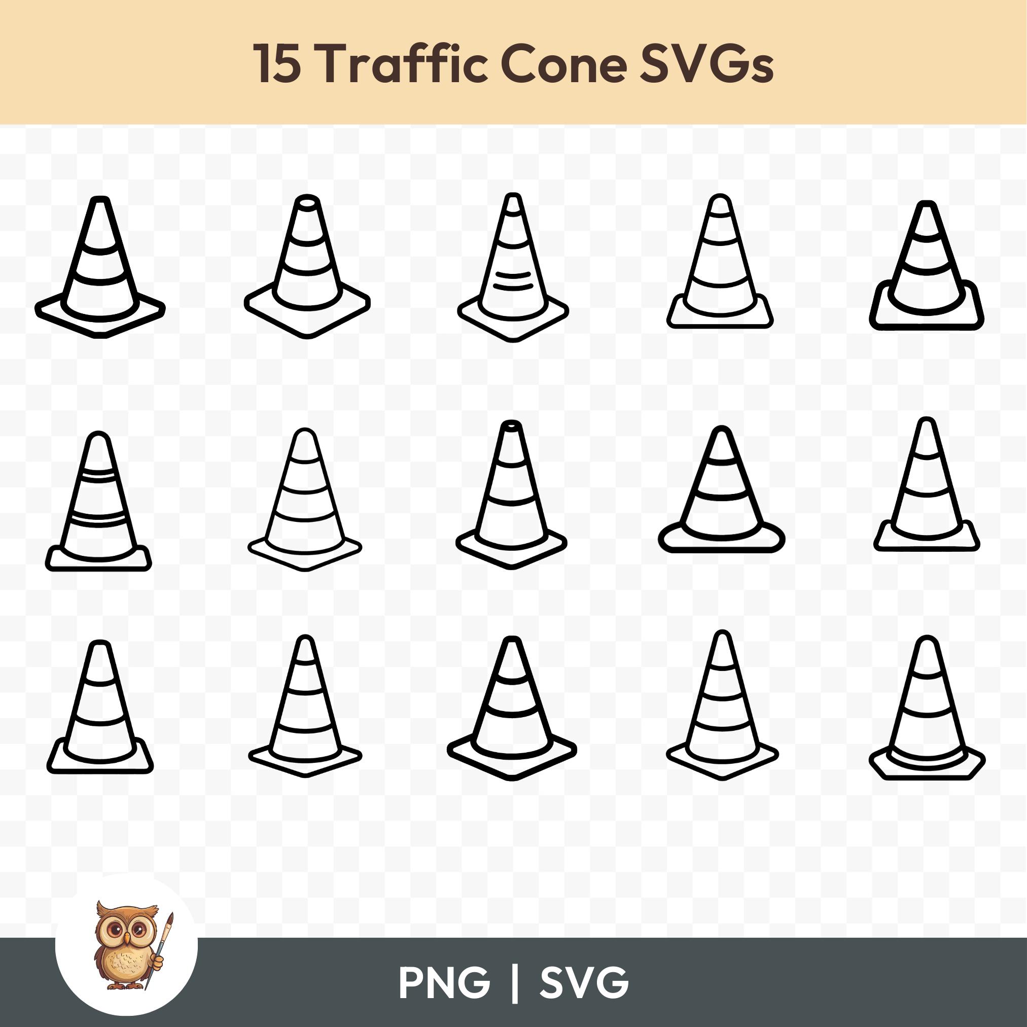 Traffic Cone SVG Bundle, Traffic Cone Clipart, 15 Traffic Cone Cut Files for Cricut, PNG and SVG ...