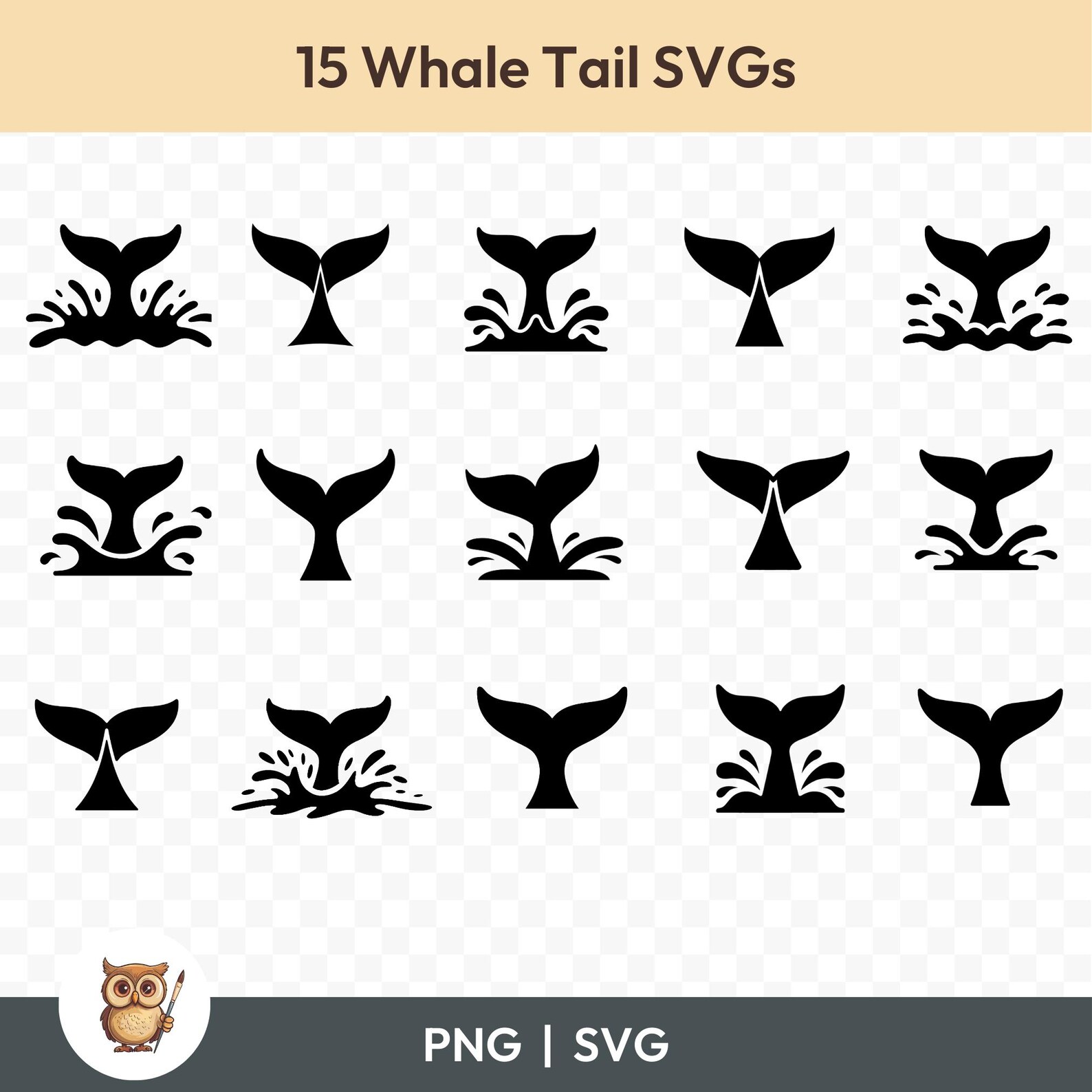 Whale Tail SVG Bundle, Whale Tail Splash Clipart, 15 Whale Cut Files ...