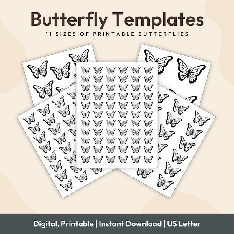 Butterfly Shape Template Printable PDF: Butterfly Cutouts, Tracing ...