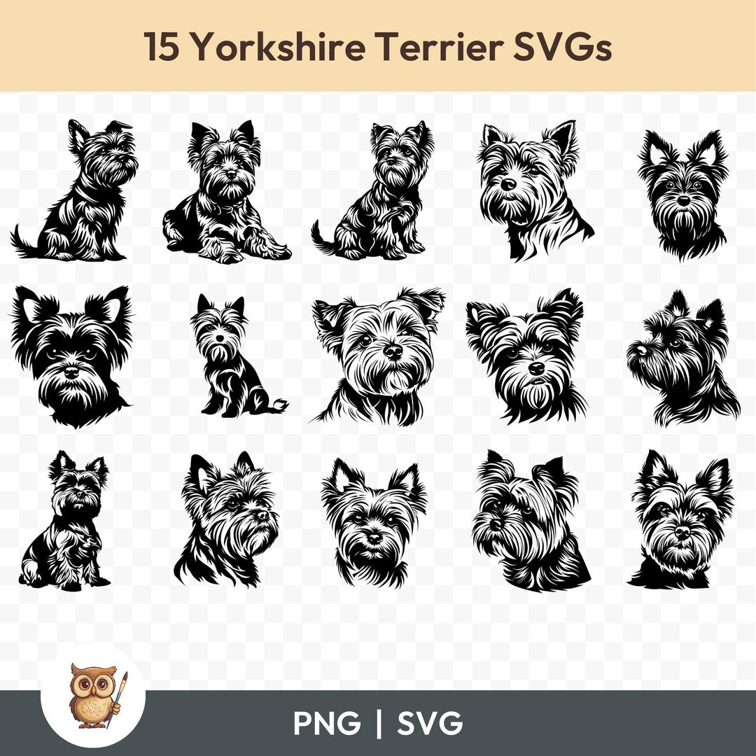 Yorkshire Terrier SVG Bundle, Yorkshire Terrier Clipart, 15 Yorkshire ...
