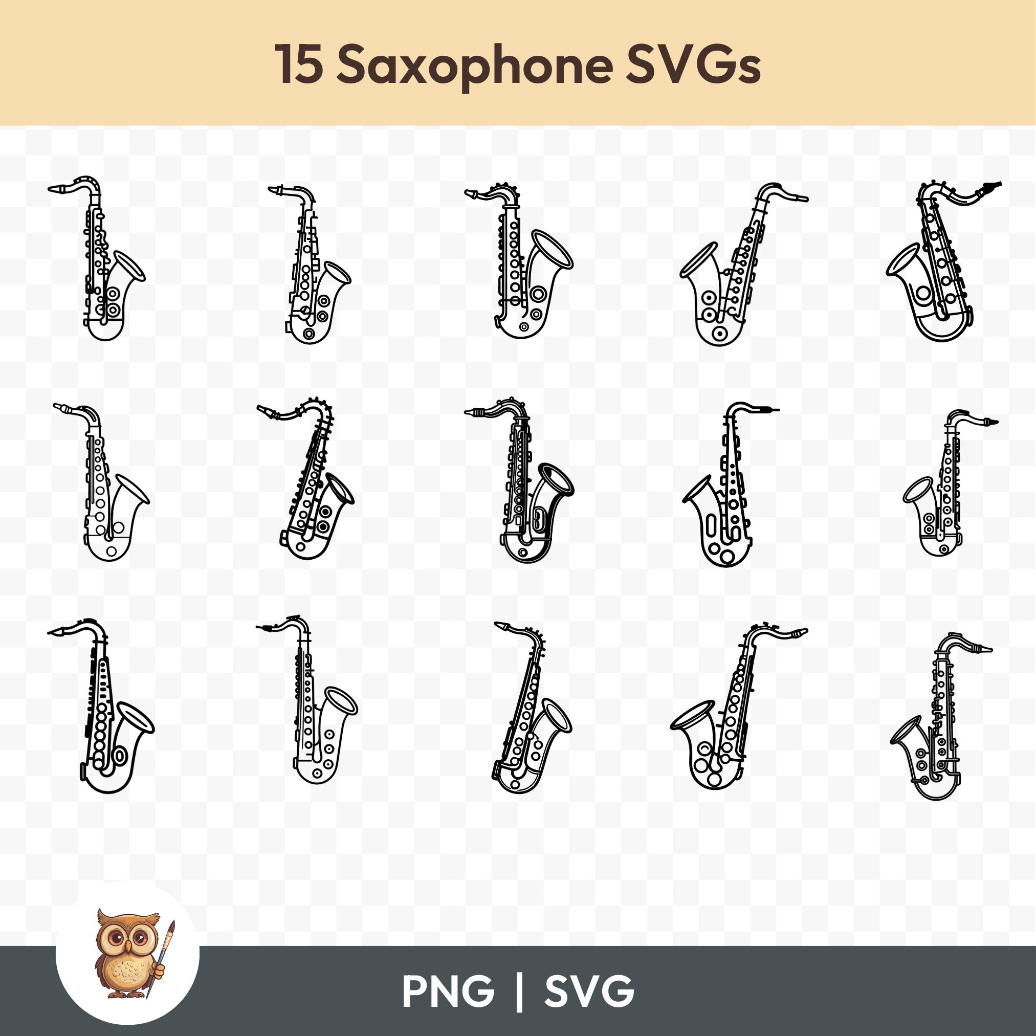 Saxophone SVG Bundle, Sax Clipart, 15 Saxophone Cut Files for Cricut ...
