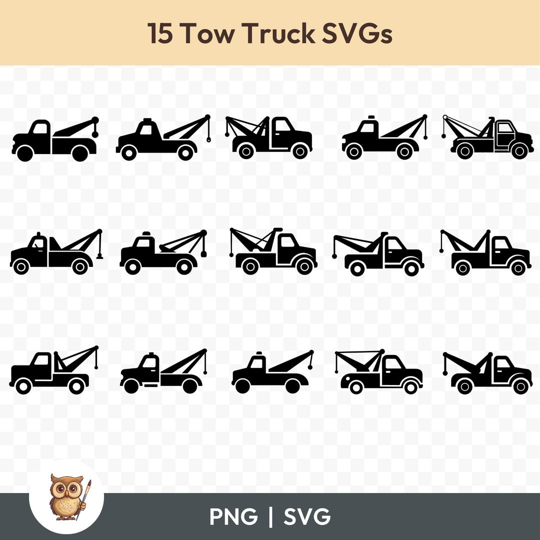 Tow Truck Icon SVG Bundle, Tow Truck Clipart, 15 Tow Truck Cut Files ...