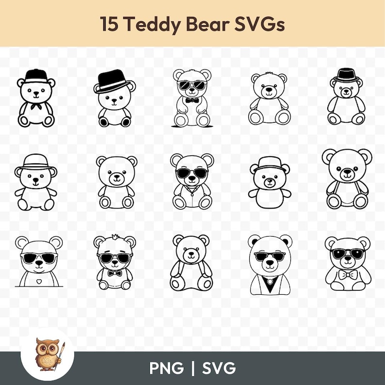 Teddy Bear SVG Bundle, Teddy Bear Clipart, 15 Teddy Bear Cut Files for ...