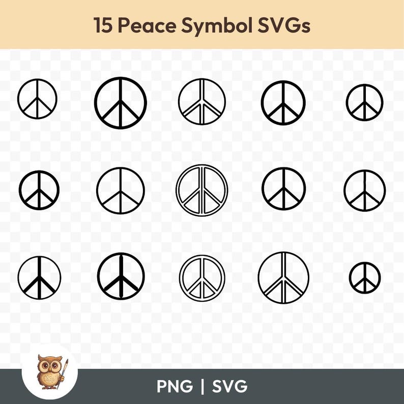 Peace Symbol SVG Bundle, Peace Symbol Clipart, 15 Peace Symbol Cut ...