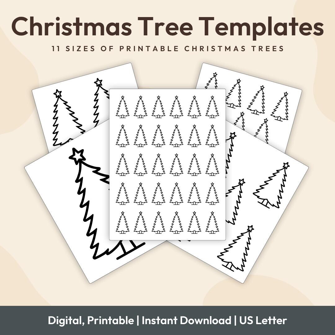 Christmas Tree Shape Template Printable PDF: Craft Xmas Tree Cutouts ...
