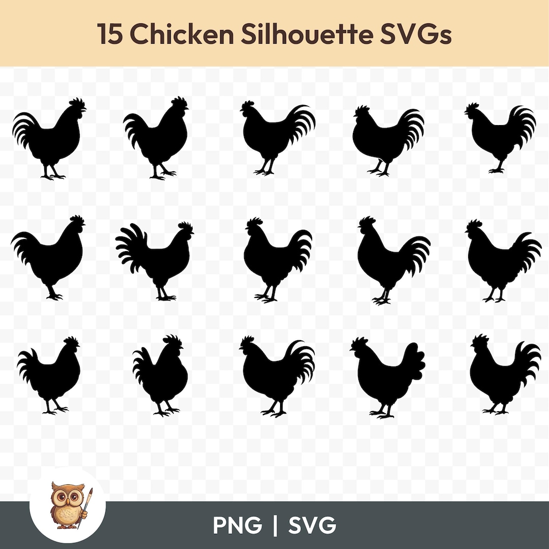 Chicken Silhouette SVG Bundle, Chicken Clipart, 15 Chicken Cut Files ...
