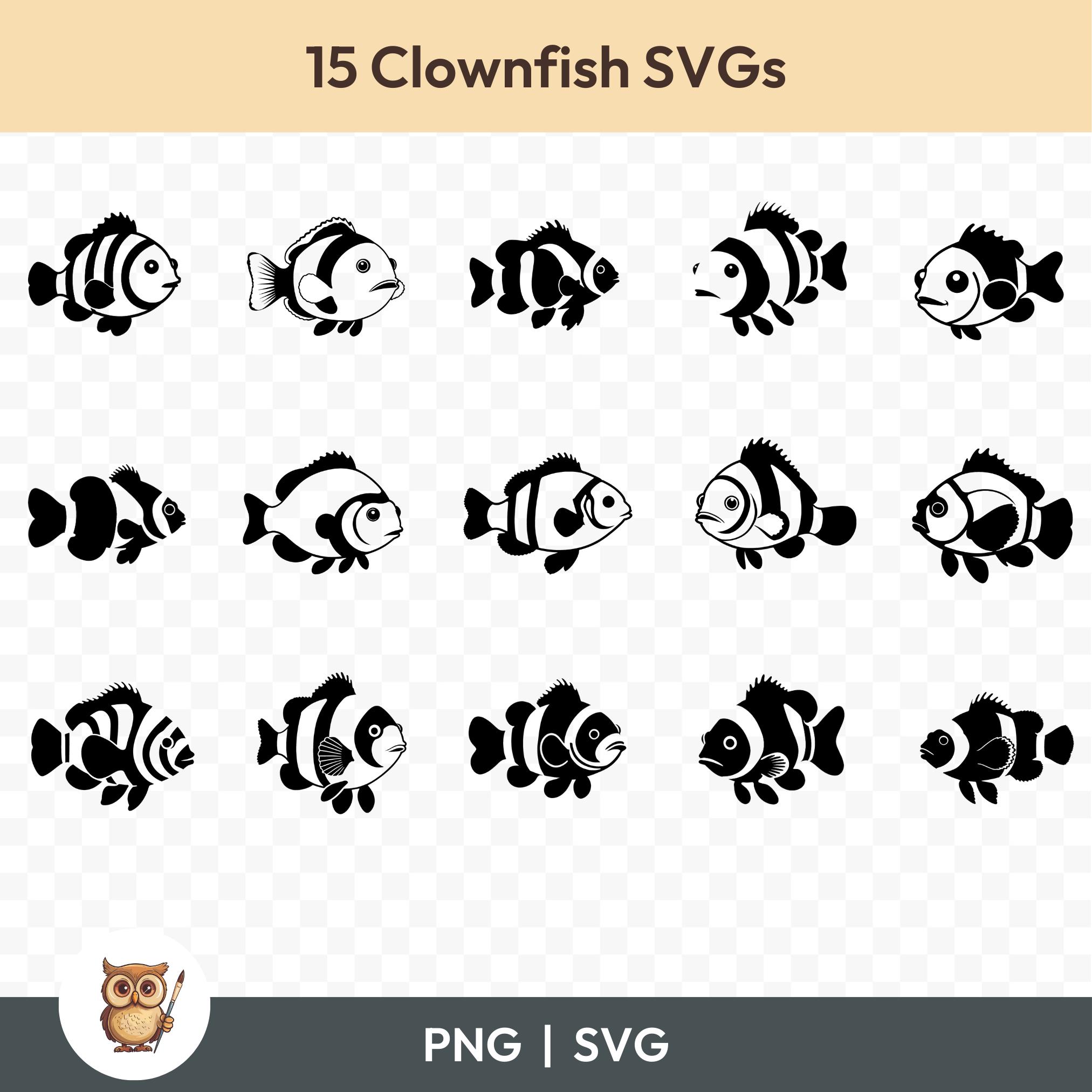 Clownfish SVG Bundle, Clownfish Clipart, 15 Clownfish Cut Files for ...
