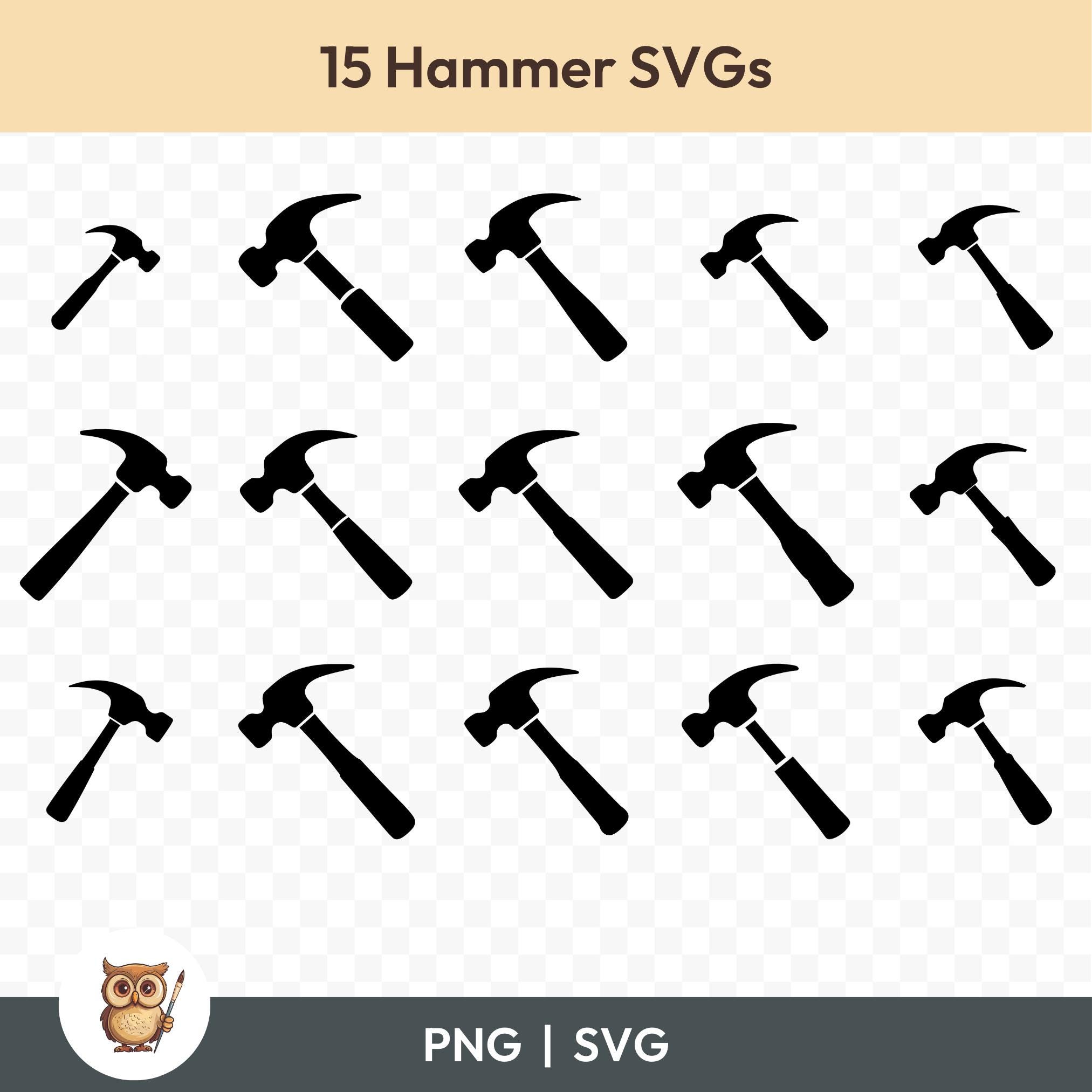 Hammer Silhouette SVG Bundle, Hammer Clipart, 15 Hammer Cut Files for ...