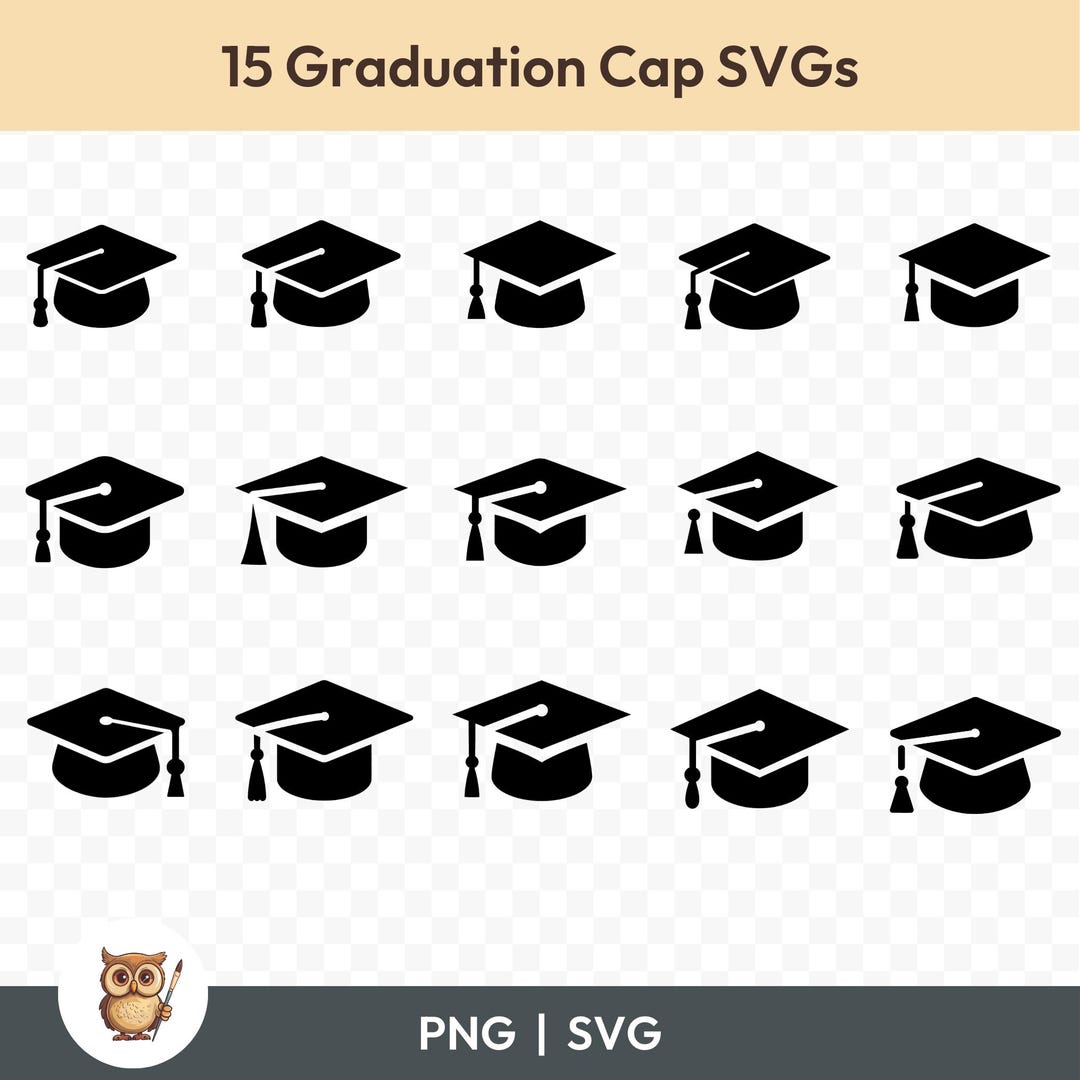 Graduation Cap SVG Bundle, Graduation Cap Clipart, 15 Graduation Cap ...