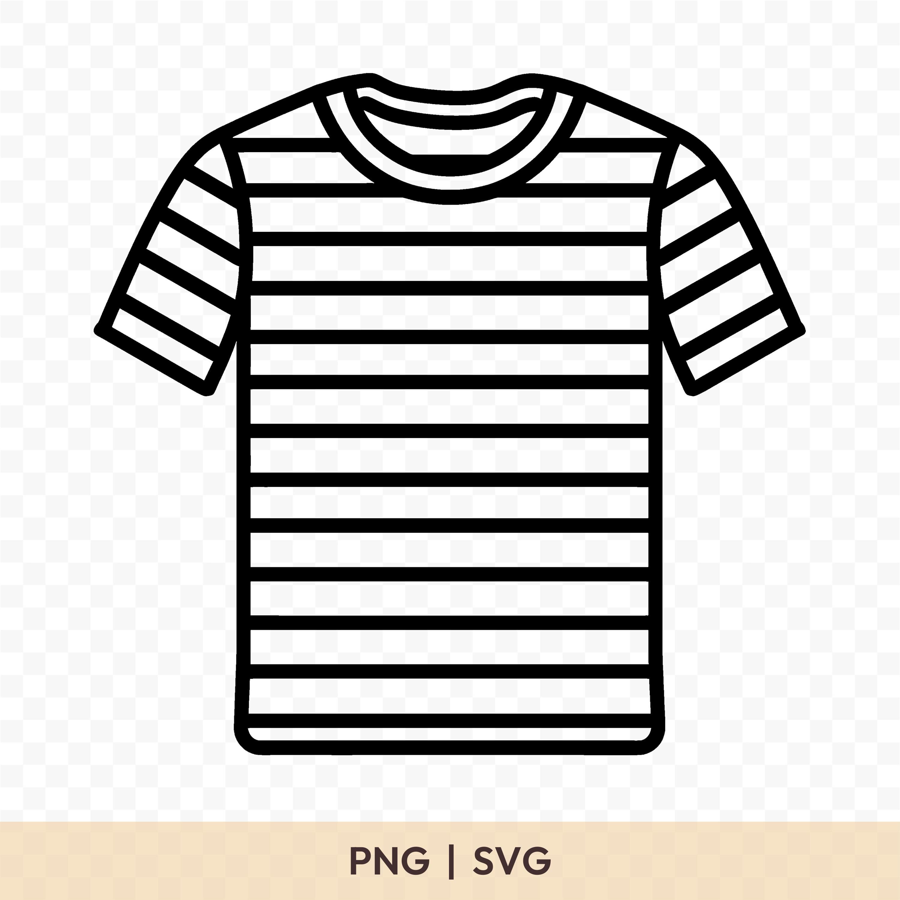 Striped T Shirt SVG: T Shirt Cut File, T Shirt PNG, Stripy Tee Shirt, T ...