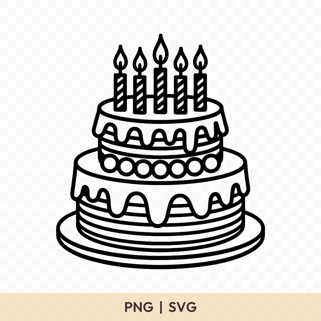 Birthday Cake SVG: Birthday Cake Cut File, Birthday Cake PNG, Birthday ...