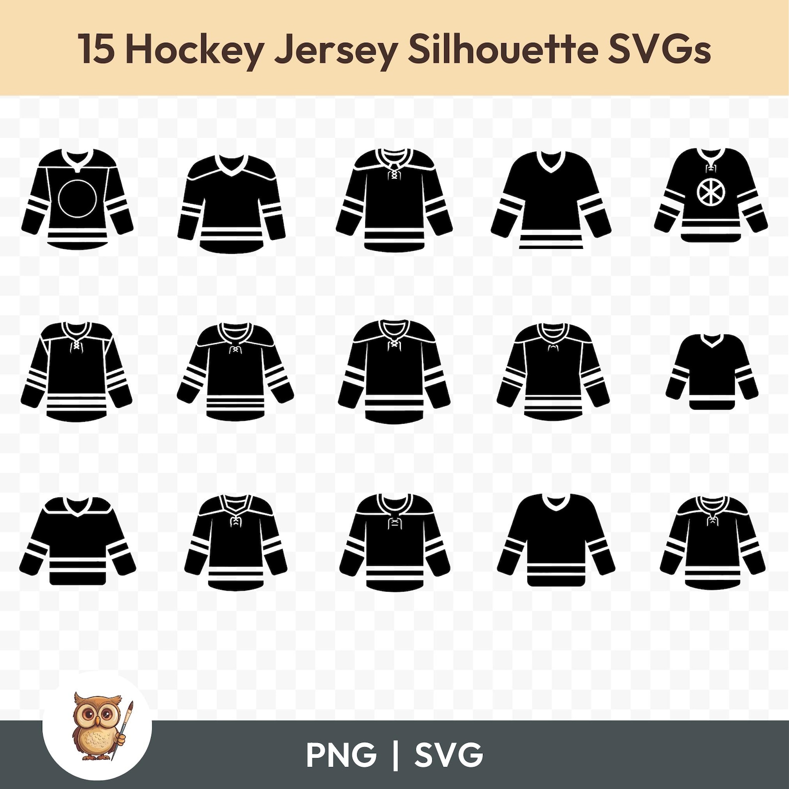 Hockey Jersey Silhouette SVG Bundle, Hockey Jersey Clipart, 15 Hockey ...