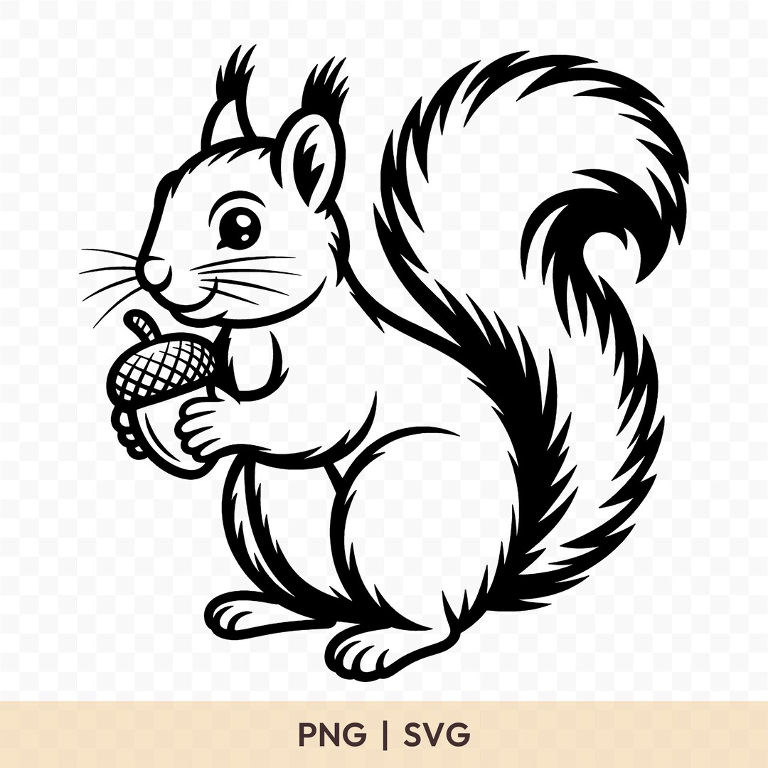 Squirrel Holding Acorn SVG: Cute Squirrel Cut File for Cricut ...