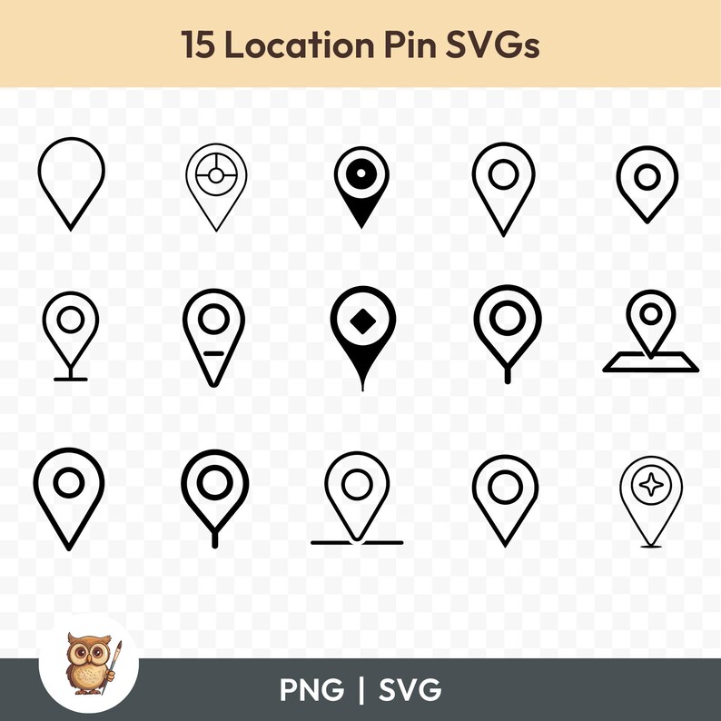 Location Pin SVG Bundle, Location Pin Clipart, 15 Location Marker Cut ...