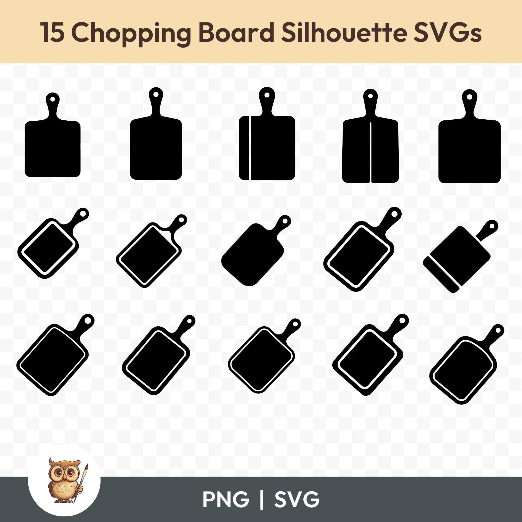 Chopping Board Silhouette SVG Bundle, Chopping Board Clipart, 15 ...