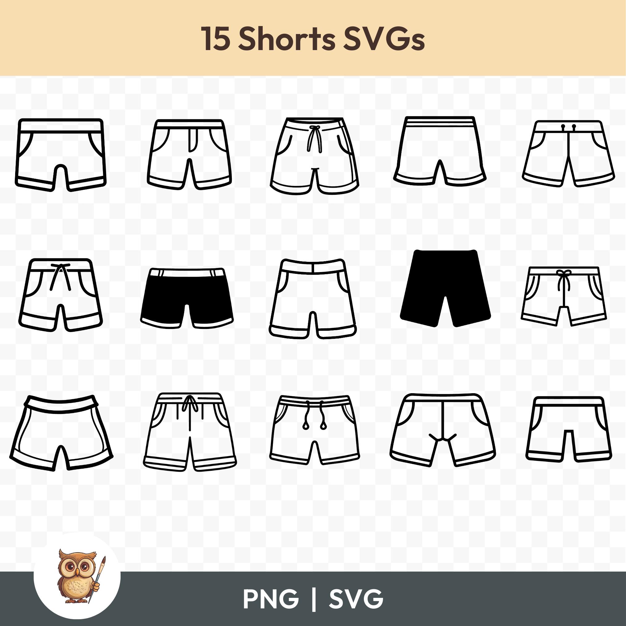 Shorts SVG Bundle, Shorts Clipart, 15 Shorts Cut Files for Cricut, PNG ...