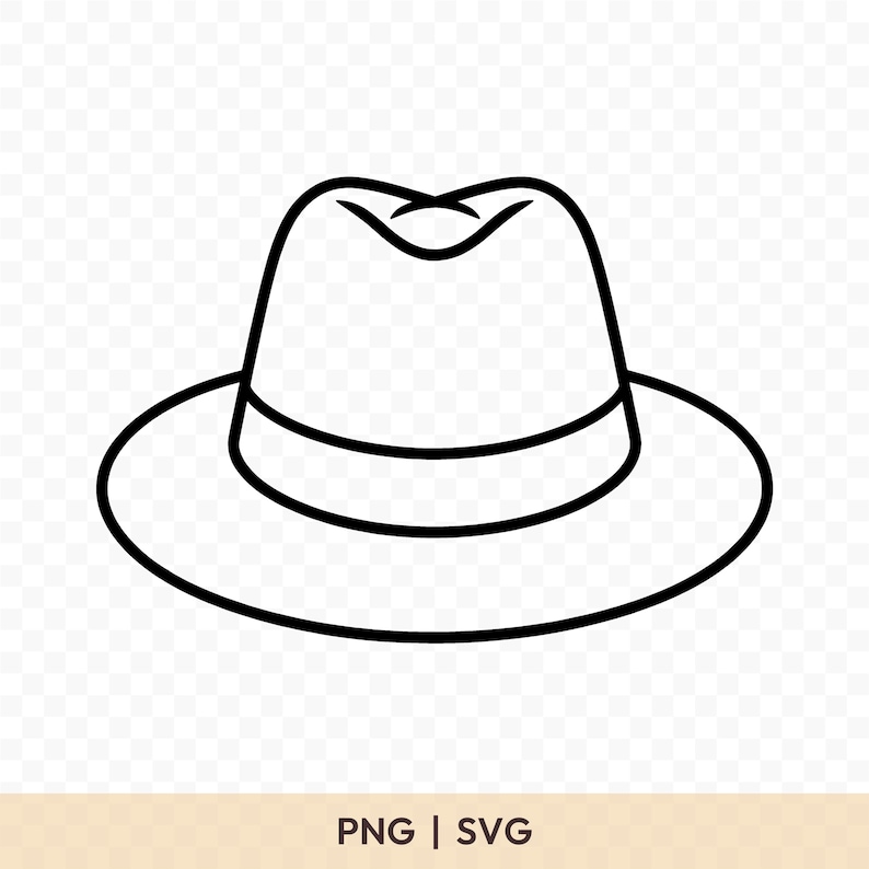 Fedora Hat SVG: Cut File for Cricut, Fedora Outline, Digital Download ...
