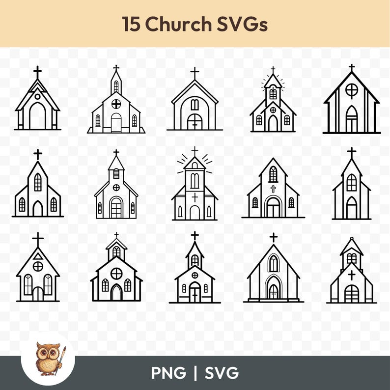 Church Outline SVG Bundle, Church Outline Clipart, 15 Church Outline ...