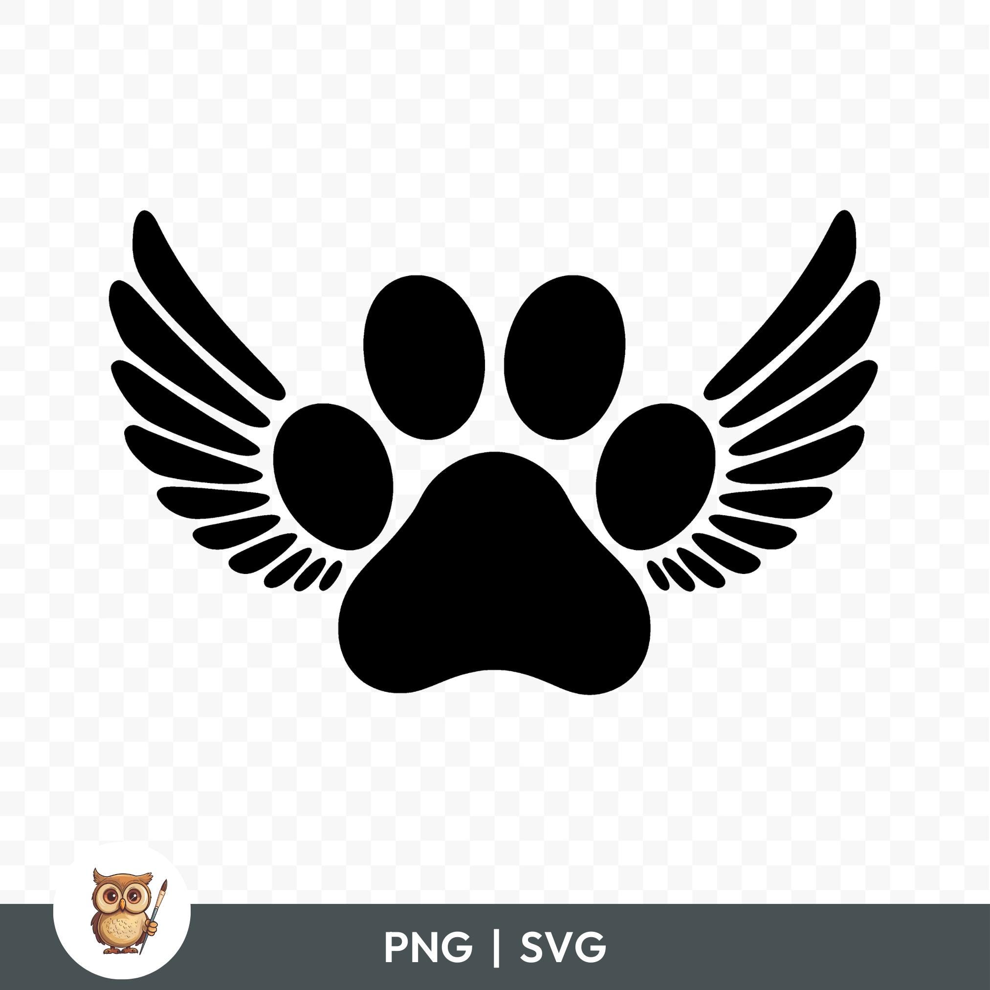 Dog Paw Print With Angel Wings SVG Bundle, Dog Paw Angel Wings Clipart ...